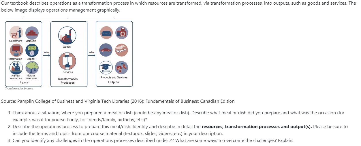 Solved Our textbook describes operations as a transformation | Chegg.com