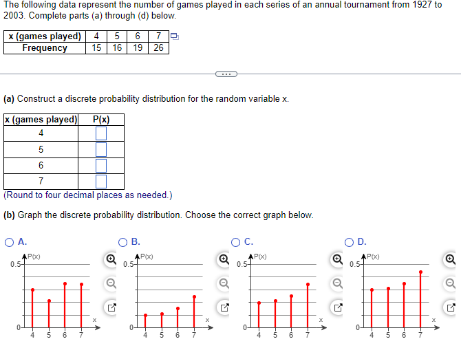Solved The following data represent the number of games | Chegg.com