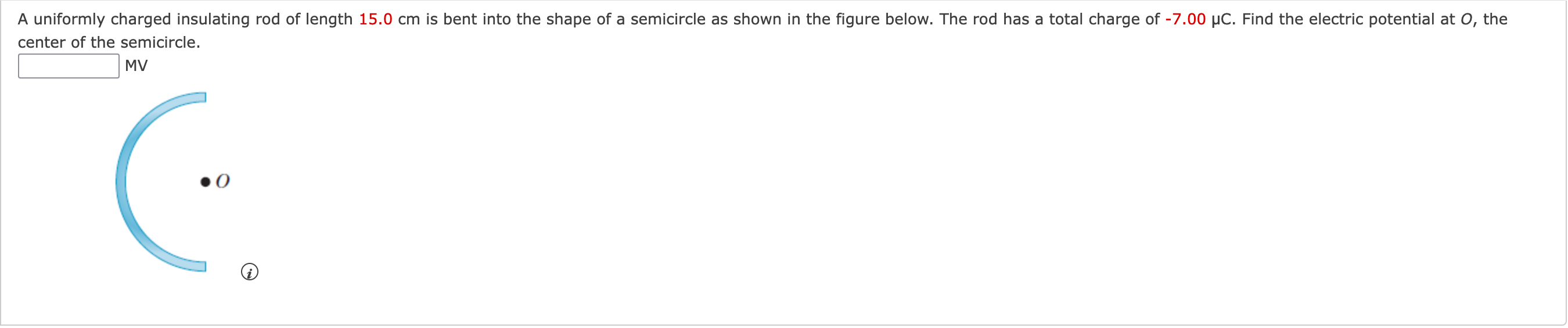 Solved center of the semicircle. MV | Chegg.com