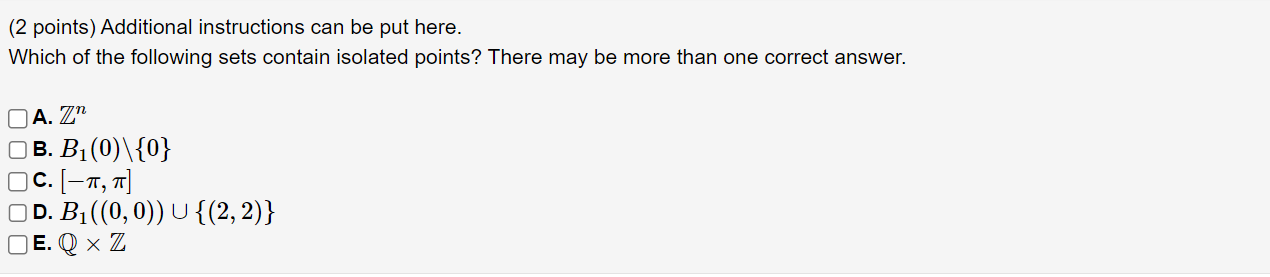 Solved (2 points) Additional instructions can be put here. | Chegg.com