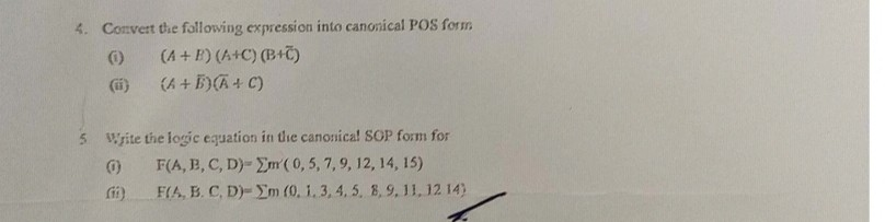 Solved 4. Convert the following expression into canonical | Chegg.com