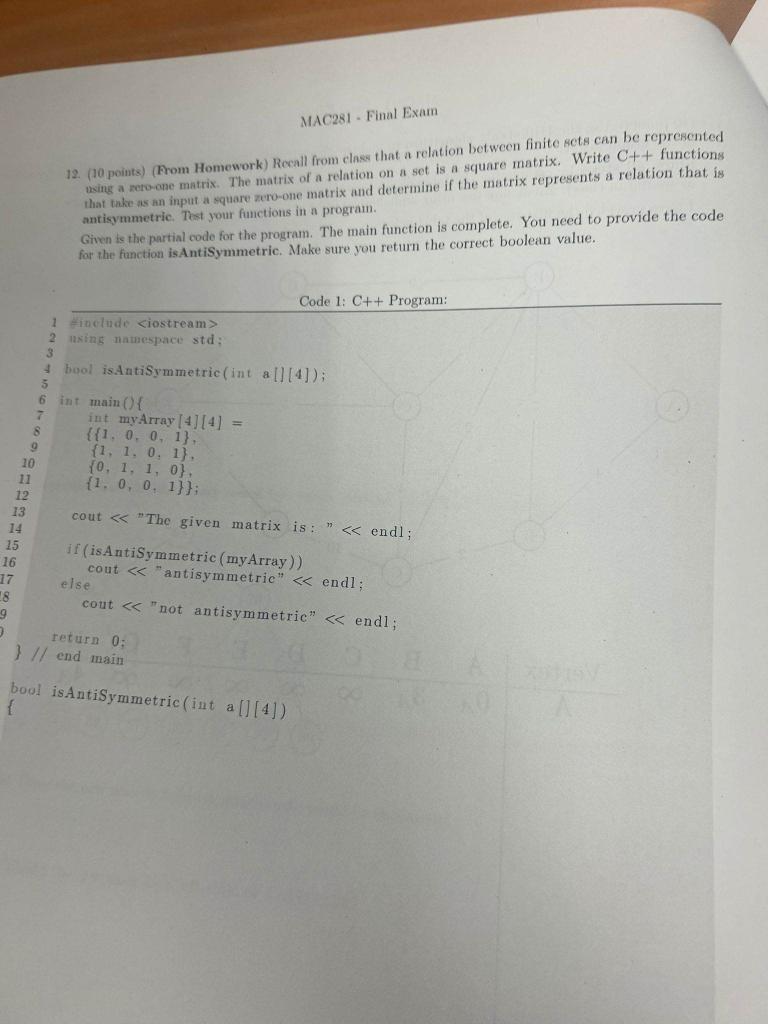 Solved 12. (10 points) (From Homework) Reeall from class | Chegg.com