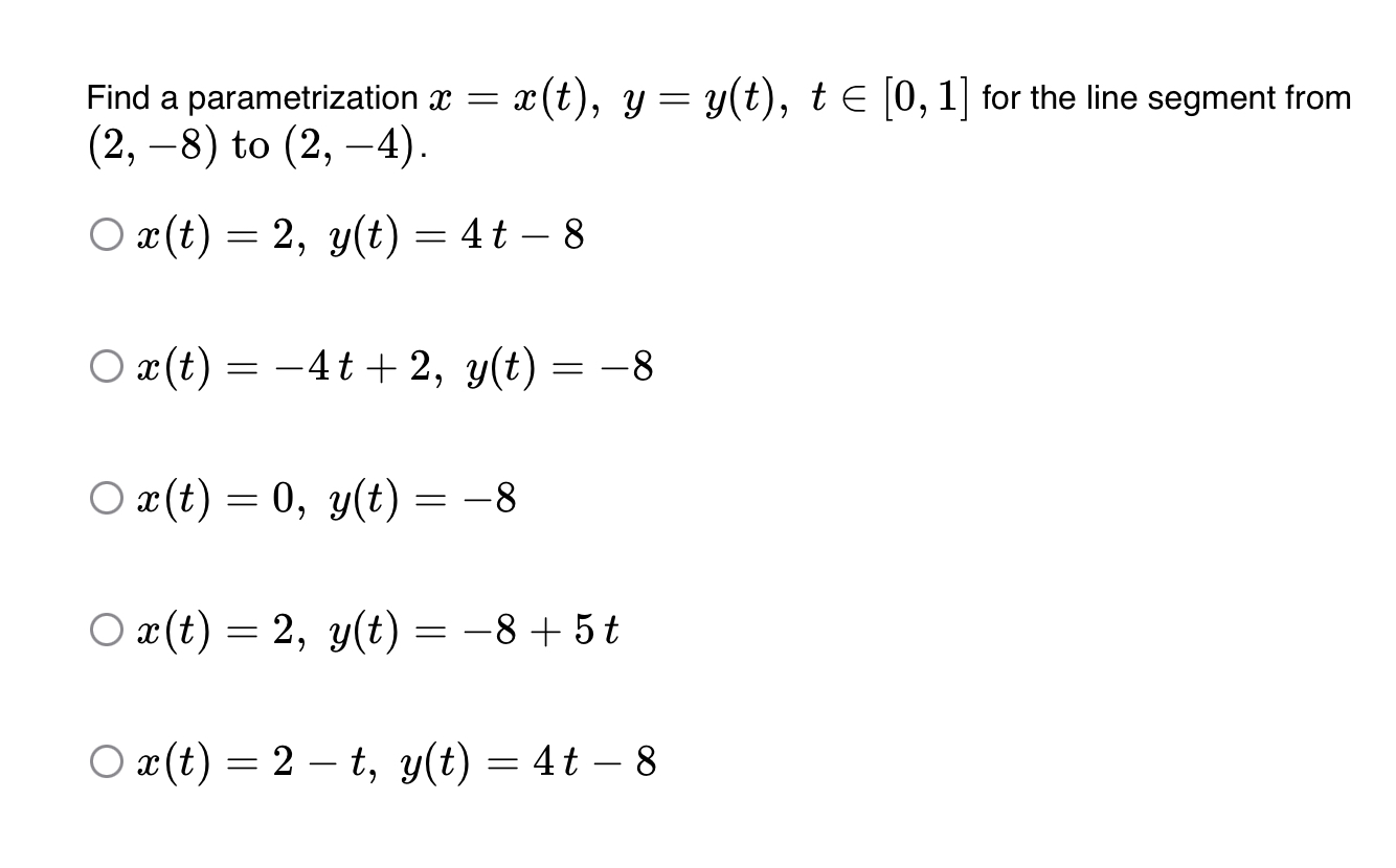 Solved Find a parametrization x=x(t),y=y(t),tin[0,1] ﻿for | Chegg.com
