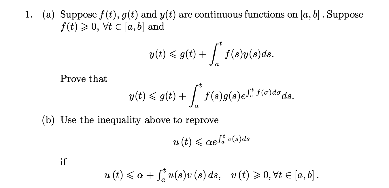 Solved A suppose F T G T and Y T are Continuous