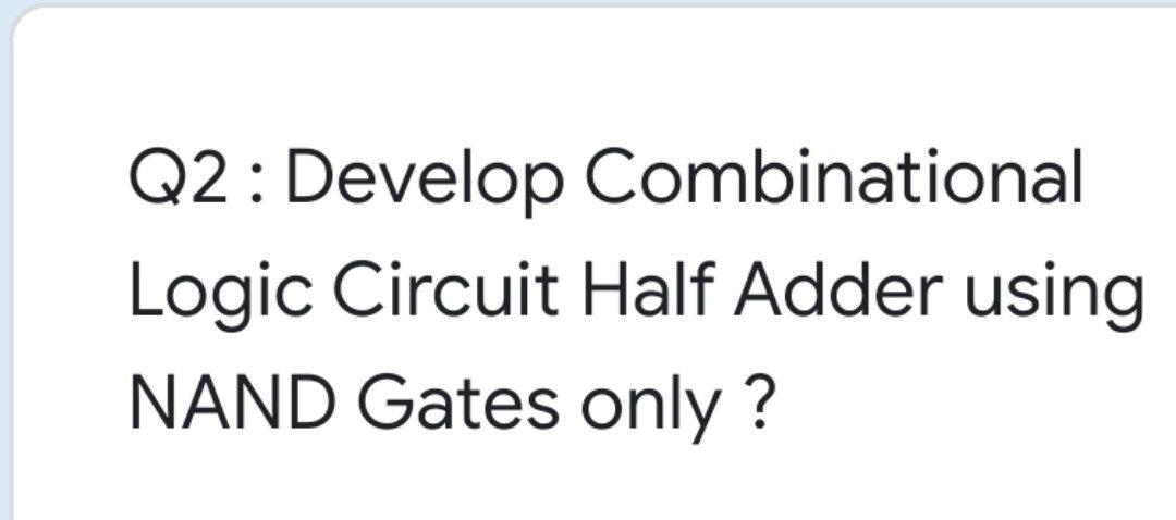Solved Q2: Develop Combinational Logic Circuit Half Adder | Chegg.com