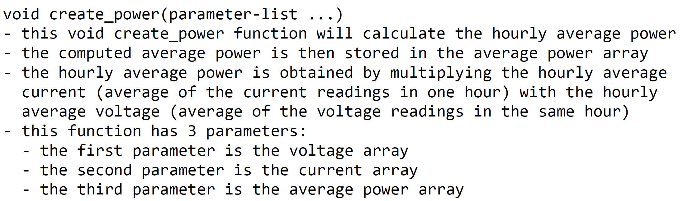 Solved void create_power(parameter-list ...) this void | Chegg.com