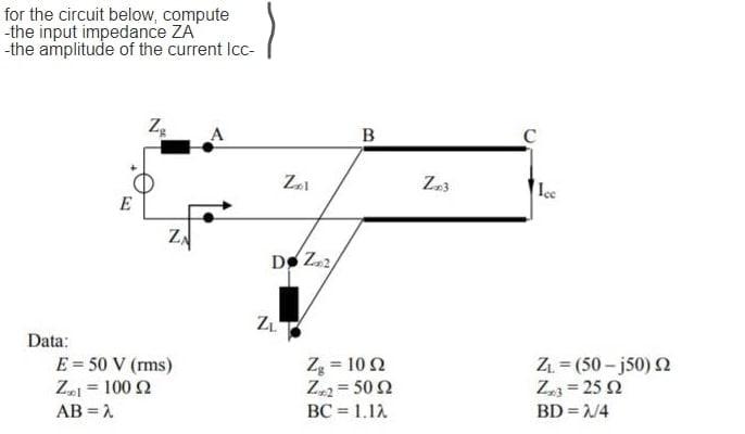 Solved for the circuit below, compute -the input impedance | Chegg.com