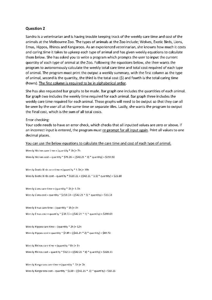 Assignment One Description SIT172 Programming for | Chegg.com