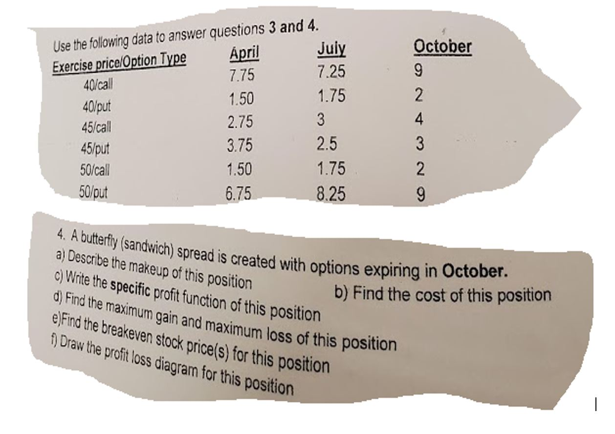Solved Use the following data to answer questions 3 and 4. | Chegg.com