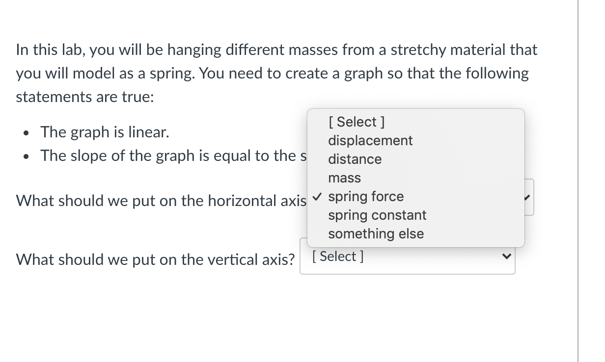 Solved In this lab, you will be hanging different masses | Chegg.com