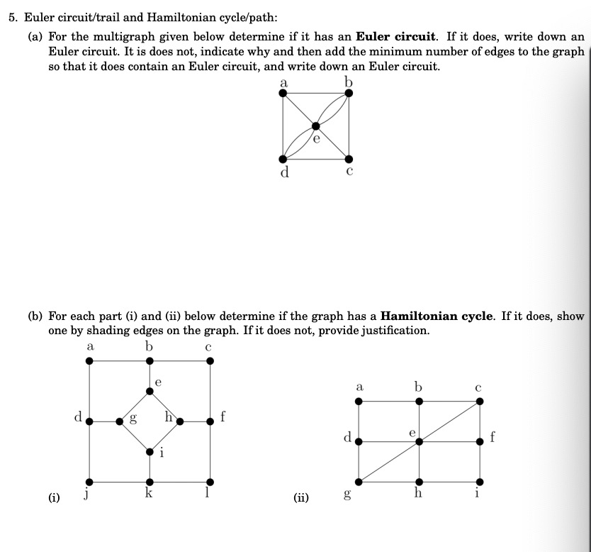 5. Euler circuit/trail and Hamiltonian cycle/path: | Chegg.com
