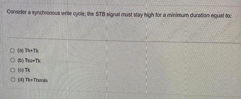 Solved Consider a synchronous write cycle; the STB signal | Chegg.com