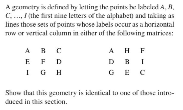 Solved A geometry is defined by letting the points be | Chegg.com