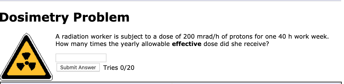 Solved Dosimetry Problem A radiation worker is subject to a | Chegg.com