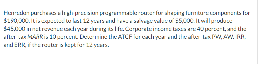 Henredon purchases a high-precision programmable | Chegg.com