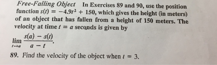 Solved Free-Falling Object In Exercises 89 and 90, use the | Chegg.com