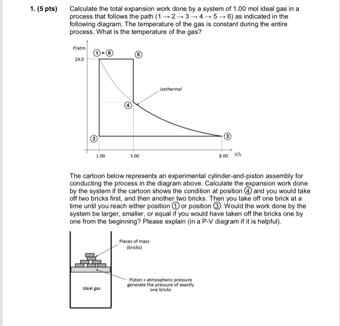 Solved 1. (5 pts) Calculate the total expansion work done by | Chegg.com