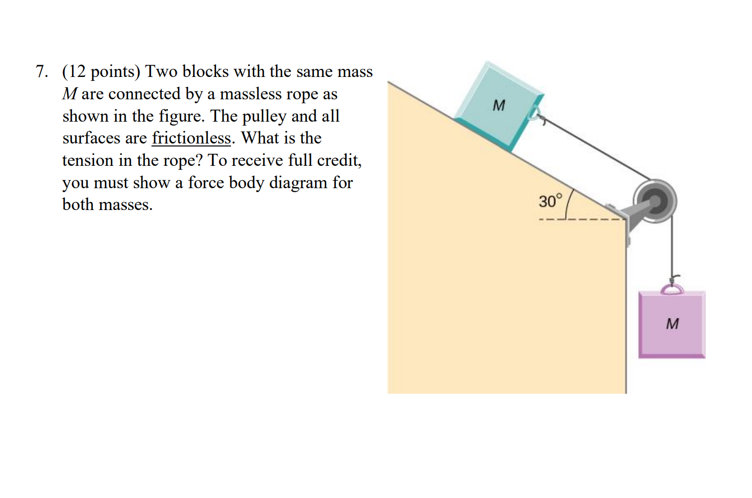 Solved 7. (12 points) Two blocks with the same mass M are | Chegg.com