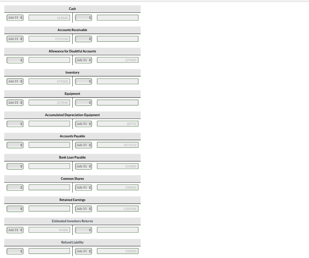 Solved August. The August transactions and adjustments are | Chegg.com
