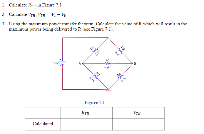 Solved 1. Calculate RTH in Figure 7.1 2. Calculate | Chegg.com