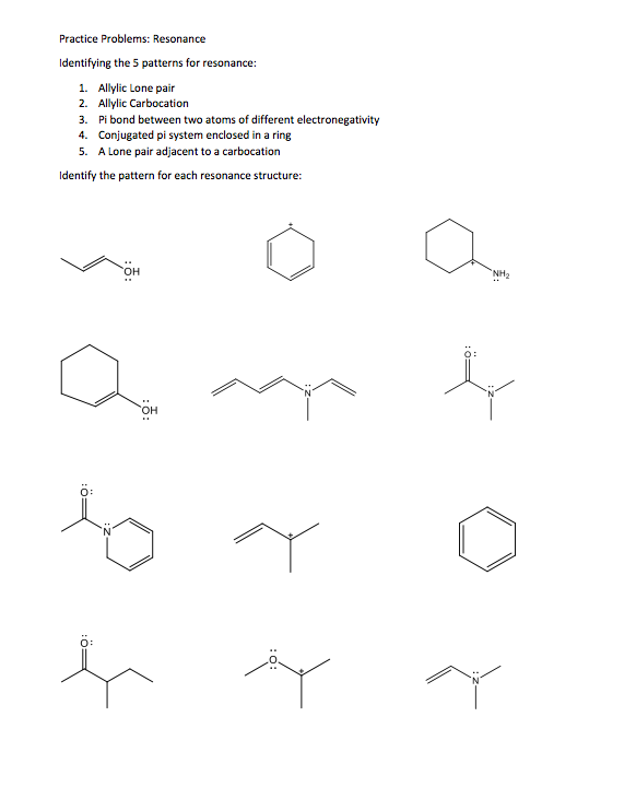 Solved Practice Problems: Resonance Identifying the 5 | Chegg.com