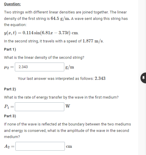 Solved Question: Two strings with different linear densities | Chegg.com