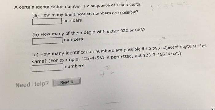 Solved A certain identification number is a sequence of | Chegg.com