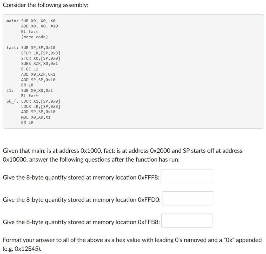 Consider the following assembly: main: SUB XO, XO, XO | Chegg.com