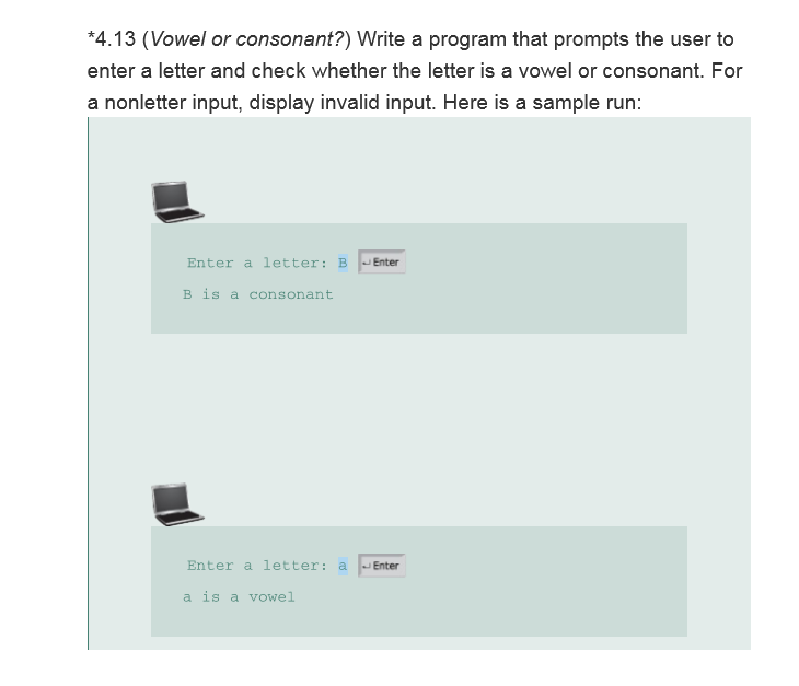 *4.13 (Vowel or consonant?) Write a program that | Chegg.com