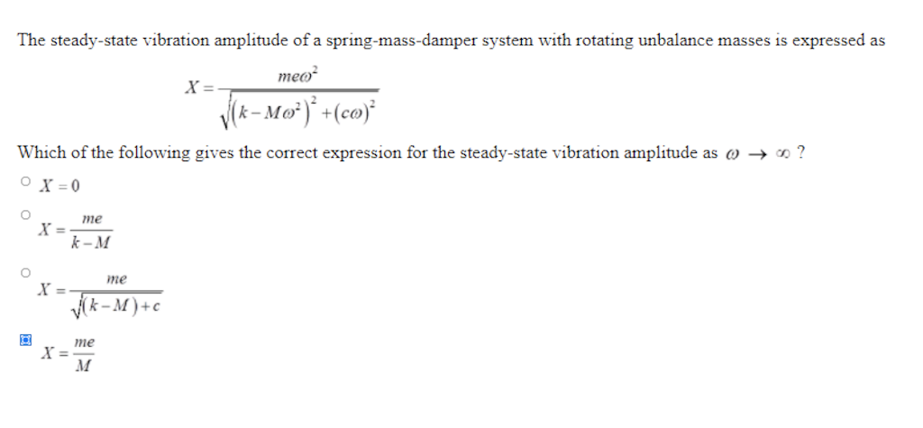 Solved The steady-state vibration amplitude of a | Chegg.com