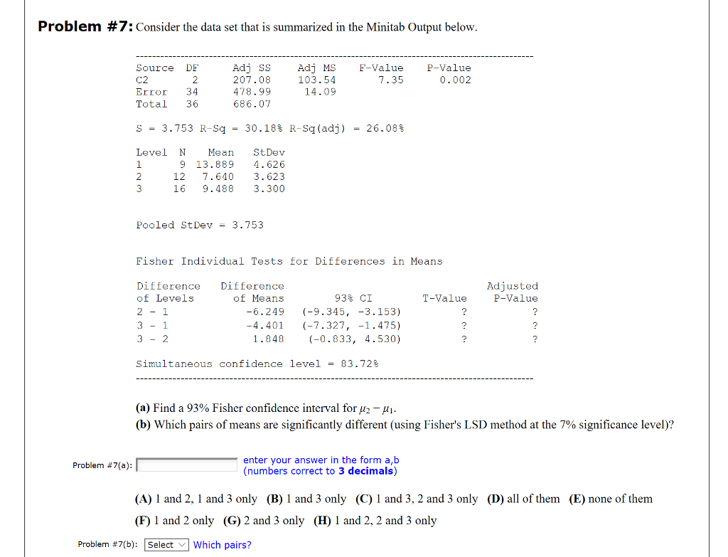 Solved Problem #7: Consider the data set that is summarized | Chegg.com