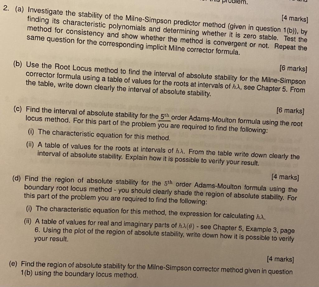 (a) Investigate the stability of the Milne-Simpson | Chegg.com