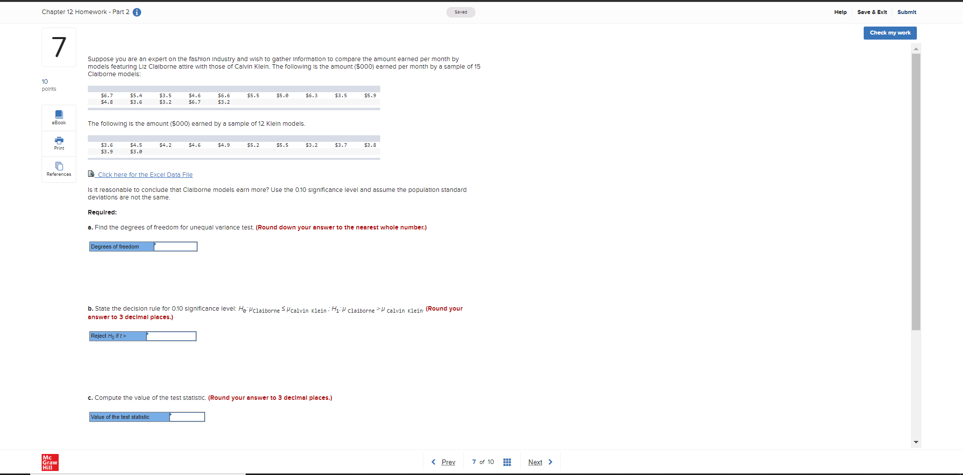 Solved Chapter 12 Homework - Part 2 Saved Help Save & Exit | Chegg.com