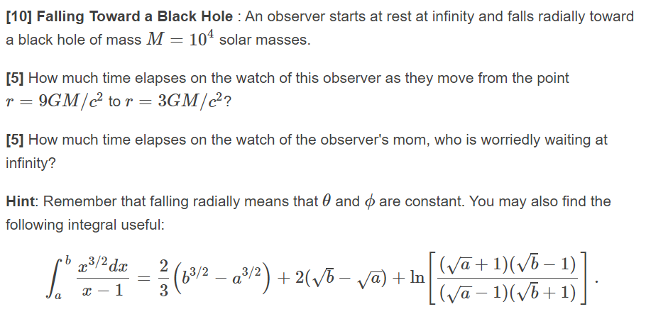 [10] Falling Toward A Black Hole An Observer Starts