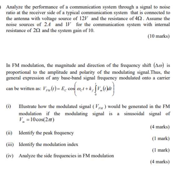 Solved Analyze the performance of a communication system | Chegg.com
