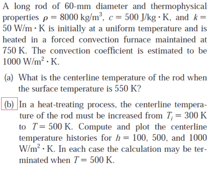 Solved A long rod of 60-mm diameter and thermophysical | Chegg.com
