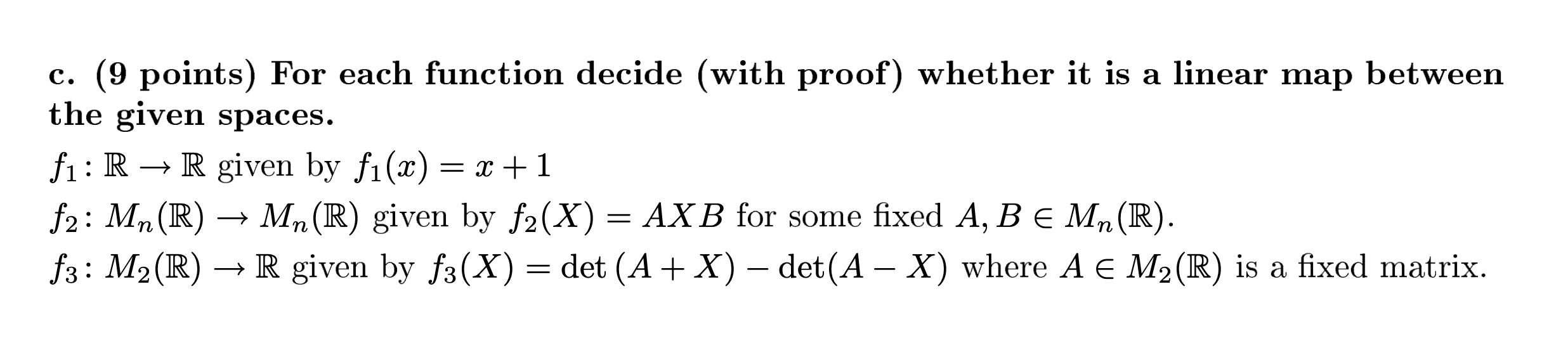 Solved c. (9 points) For each function decide (with proof) | Chegg.com