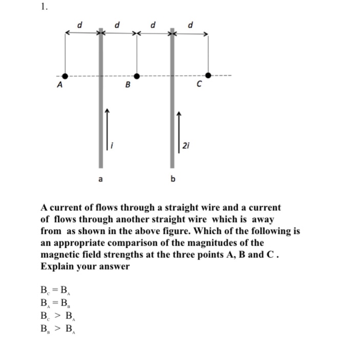 Solved A current of flows through a straight wire and a | Chegg.com