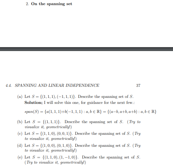 Solved 2. On the spanning set 4.4. SPANNING AND LINEAR | Chegg.com