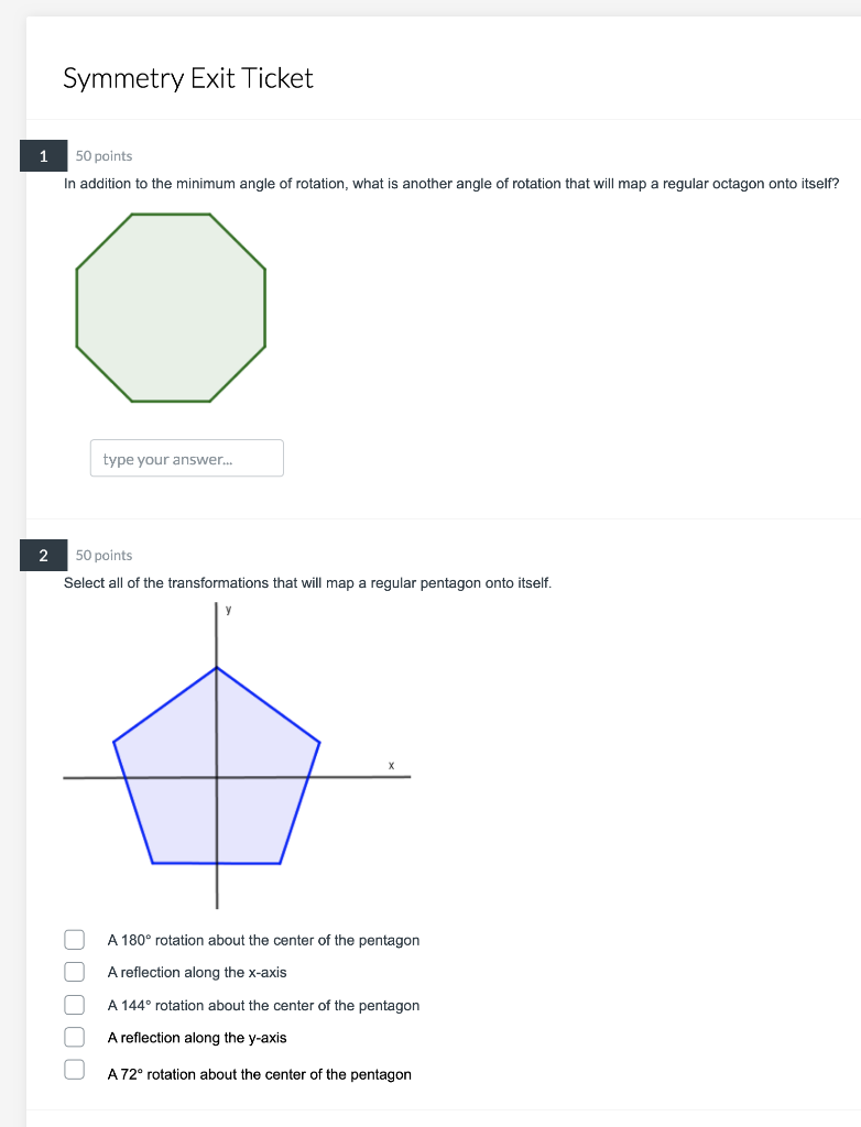 Solved Symmetry Exit Ticket 1 50 points In addition to the | Chegg.com