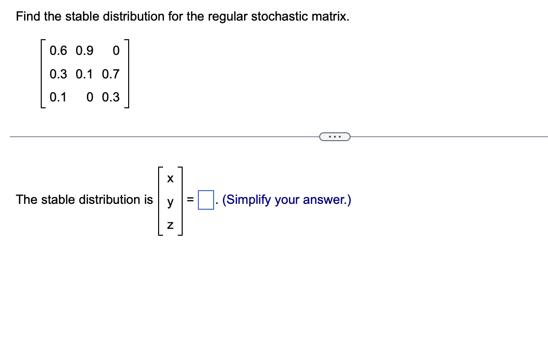 Solved Find the stable distribution for the regular | Chegg.com