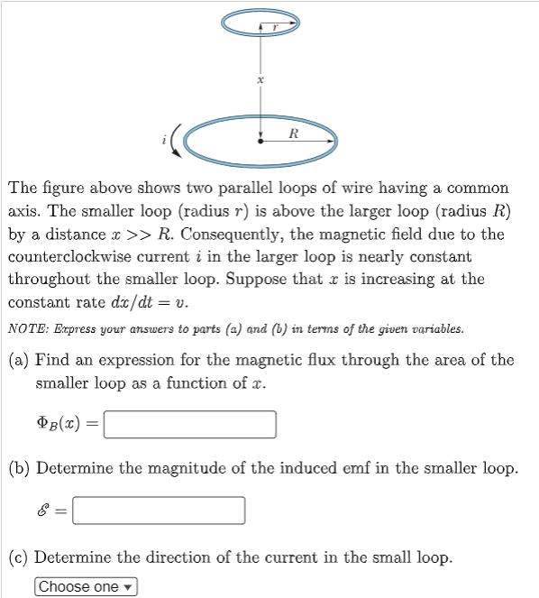 Solved The figure above shows two parallel loops of wire | Chegg.com