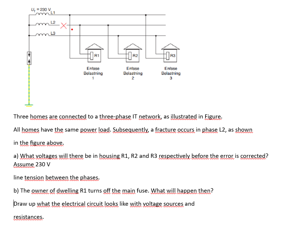 Solved Three homes are connected to a three-phase IT | Chegg.com