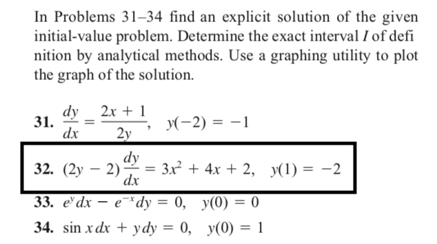 Solved In Problems 31 34 Find An Explicit Solution Of The