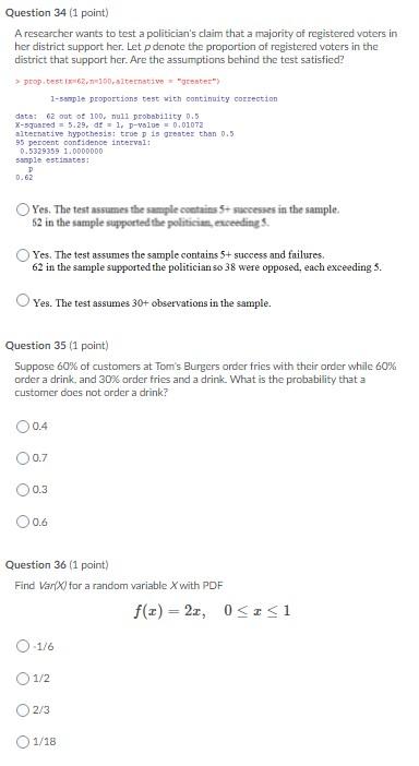 Solved Question 31 (1 point) The following test compares two | Chegg.com