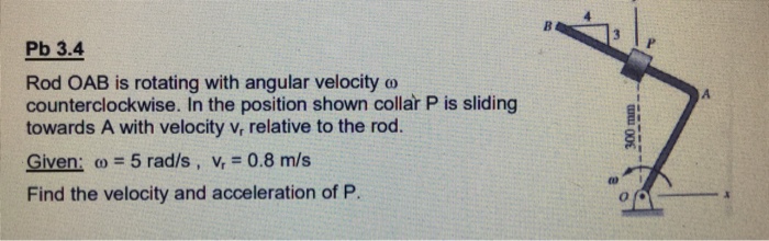 Solved Pb 3.4 Rod OAB is rotating with angular velocity ω | Chegg.com