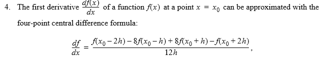 The first derivative ddx) four-point central | Chegg.com