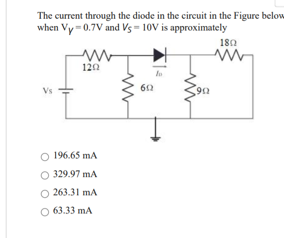 Solved The Current Through The Diode In The Circuit In The