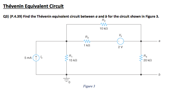 Solved Thévenin Equivalent Circuit Q3) (P.4.39) Find the | Chegg.com
