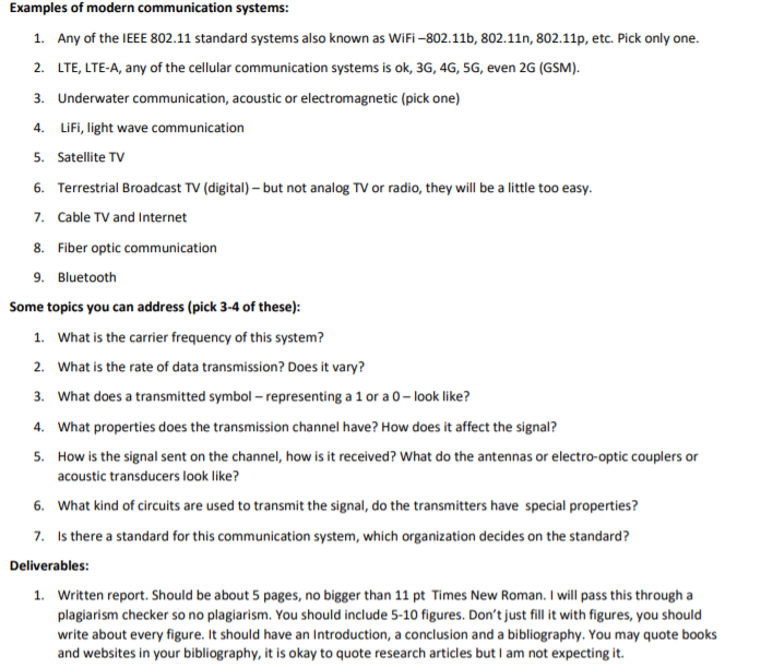 Examples of modern communication systems: 1. Any of | Chegg.com